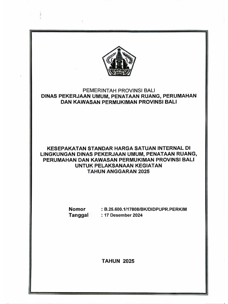 Standar Harga Prov. Bali 2025 | PDF