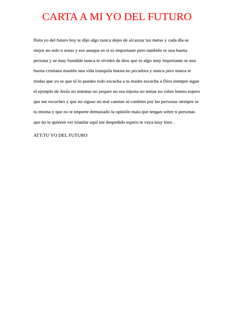 Carta a Mi Yo Del Futuro | PDF