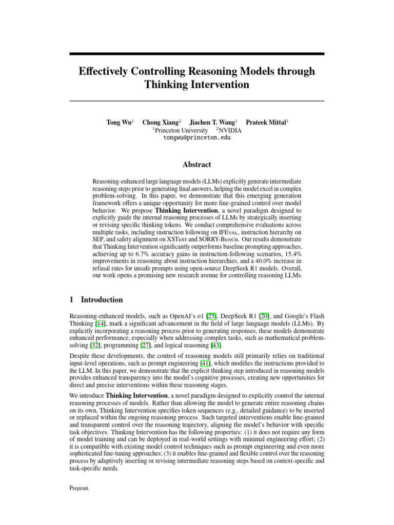 Controlling Reasoning in LLMs via Intervention | PDF | Cognitive Science | Cognition