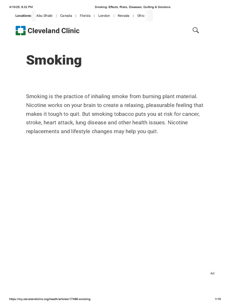 Smoking: Health Risks and Quitting Tips | PDF | Cigarette | Smoking