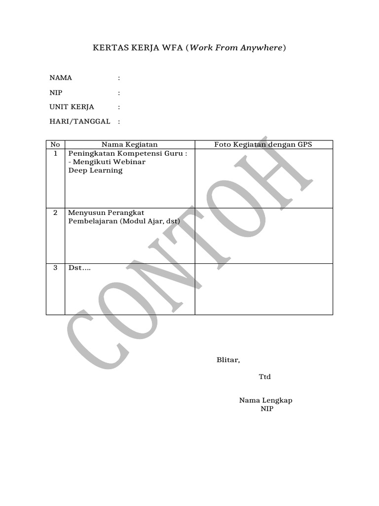 Lembar Kerja WFA | PDF