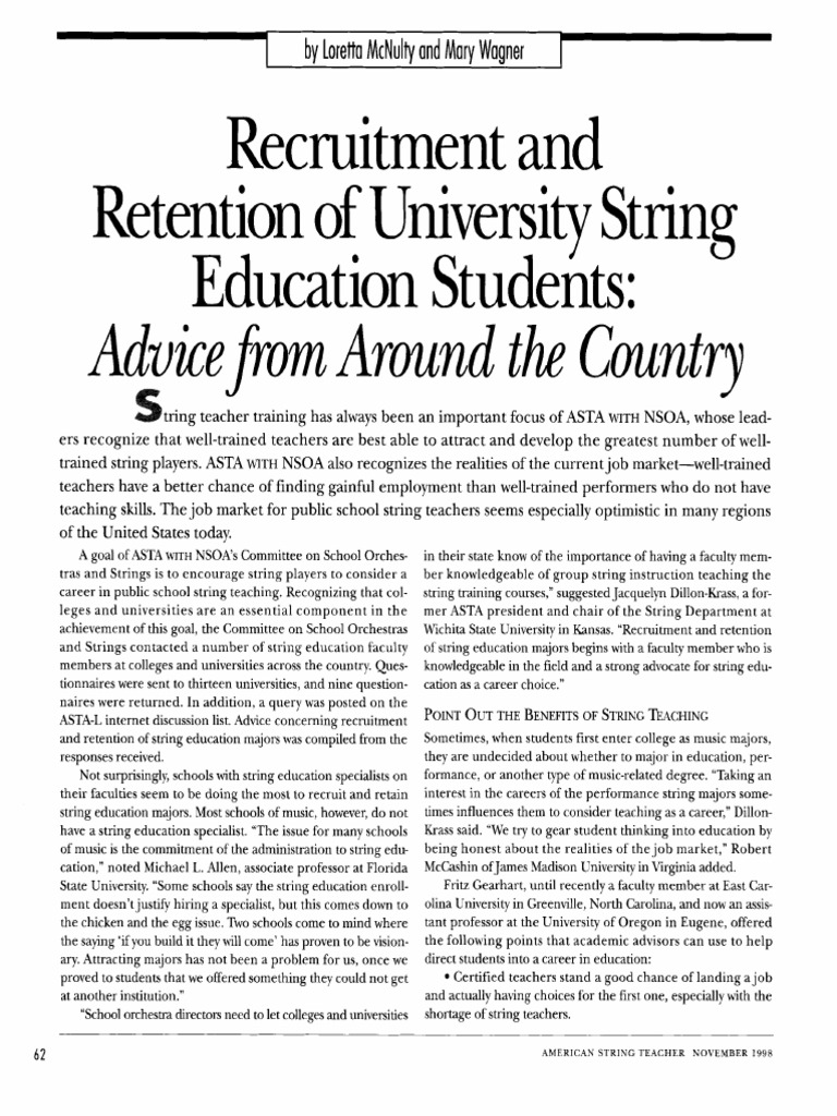 Recruitment and Retention Ofuniversity String Education Students | PDF ...