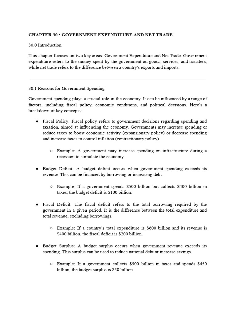 Y12 Chapter 30 - GOVERNMENT EXPENDITURE AND NET TRADE | PDF | Fiscal ...