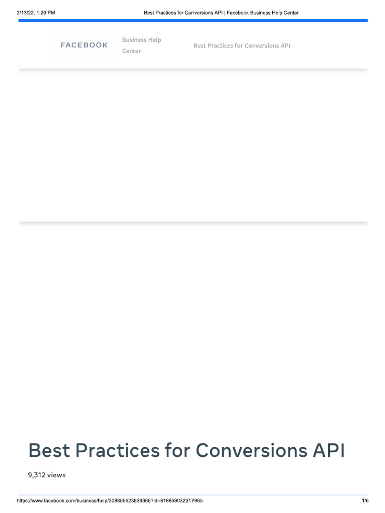 Facebook Conversion API | PDF