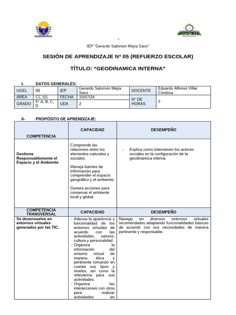 Sesion 3 y 4 Cuarta Unidad | PDF | Aprendizaje | Enseñando