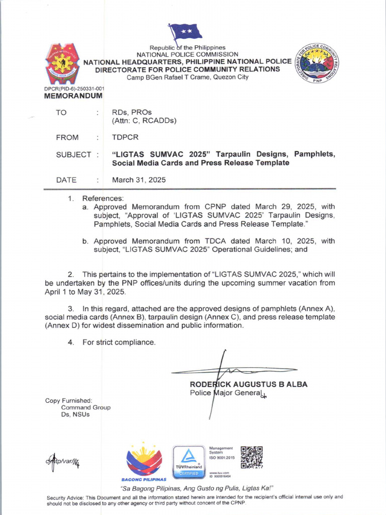 Ligtas Sumvac 2025 Tarpaulin Designs, Pamphlets, Socmed Cards and Press ...