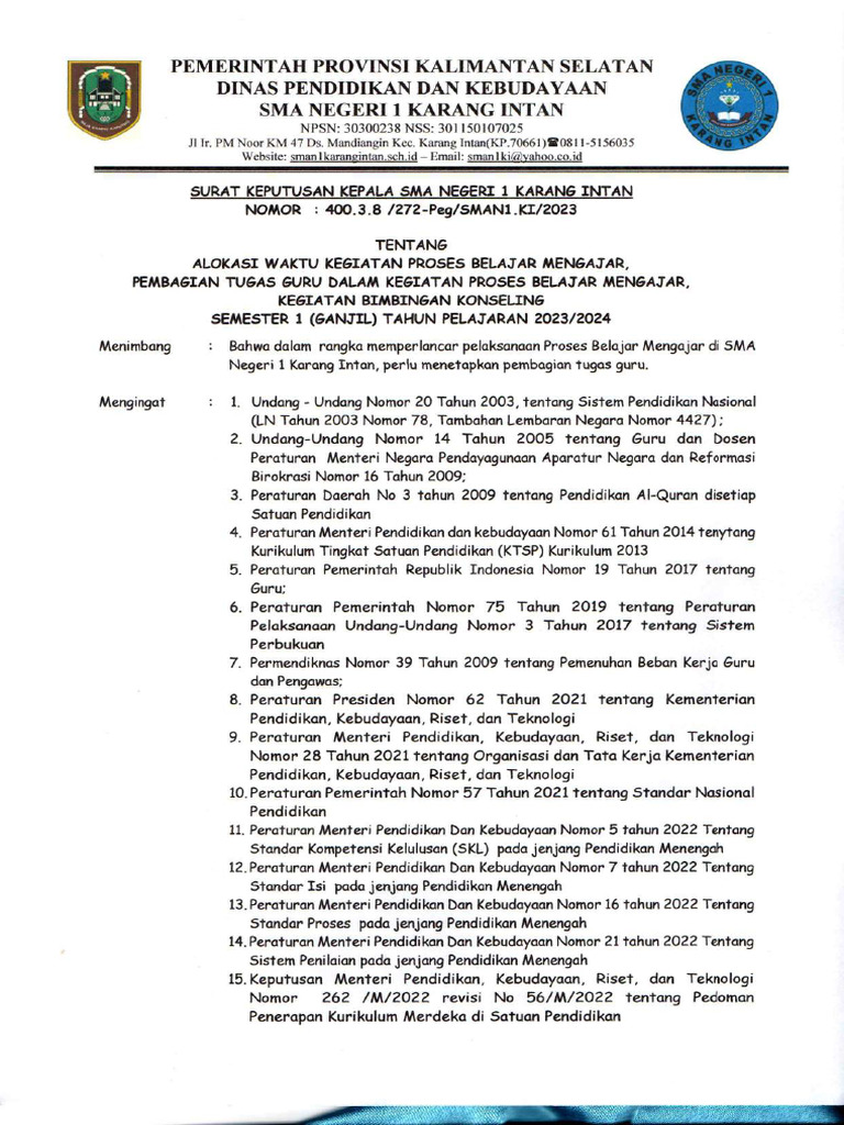 SK Mengajar Ganjil 2023-2024 Compressed | PDF