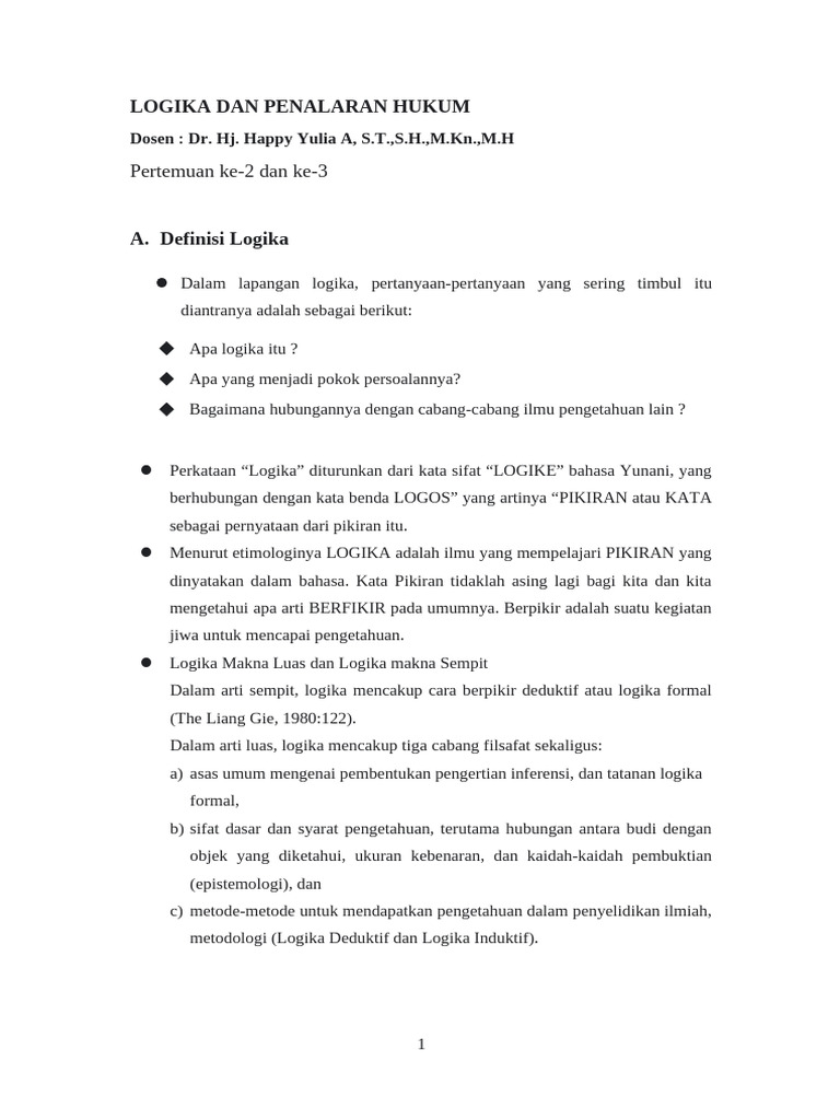 Definisi dan Sejarah Logika Hukum | PDF