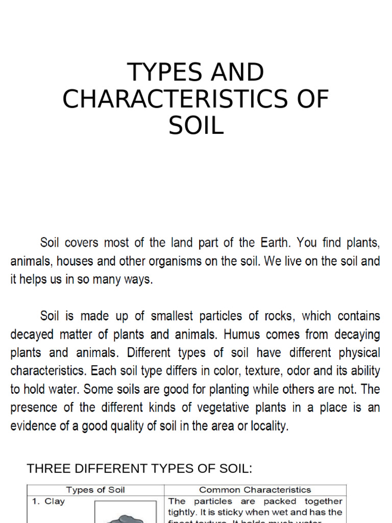 Types and Characteristics of Soil | PDF