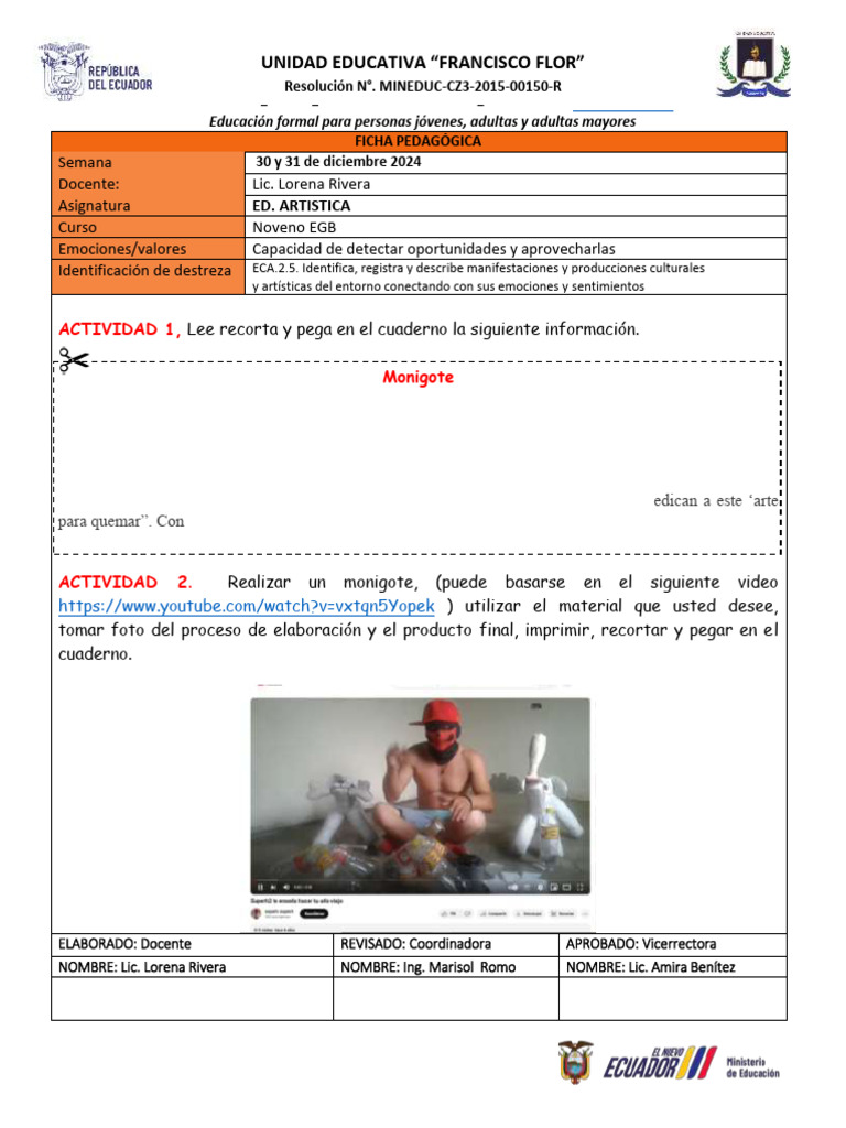 FICHA ECA para 9no. | PDF