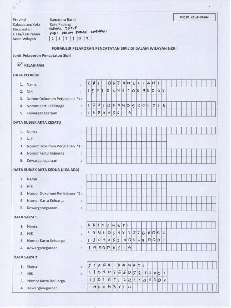 Formulir Kelahiran | PDF