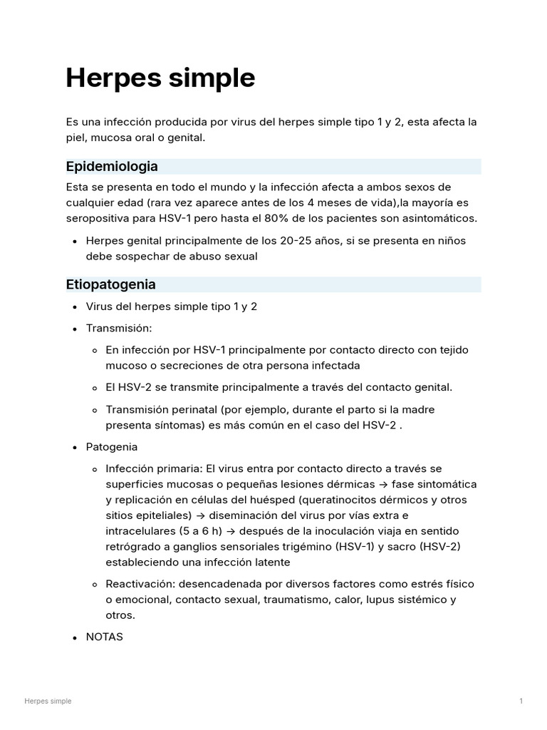Guía completa sobre herpes simple | PDF | Enfermedades y trastornos ...