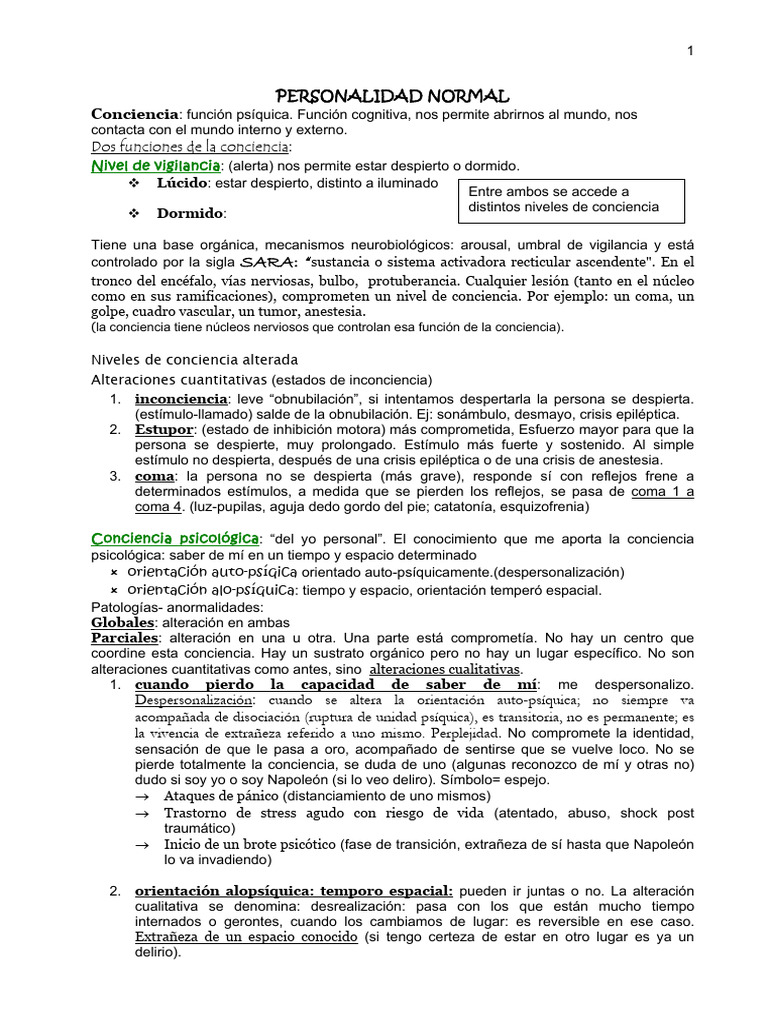 Personalidad Normal | PDF | Cerebro | Corteza cerebral
