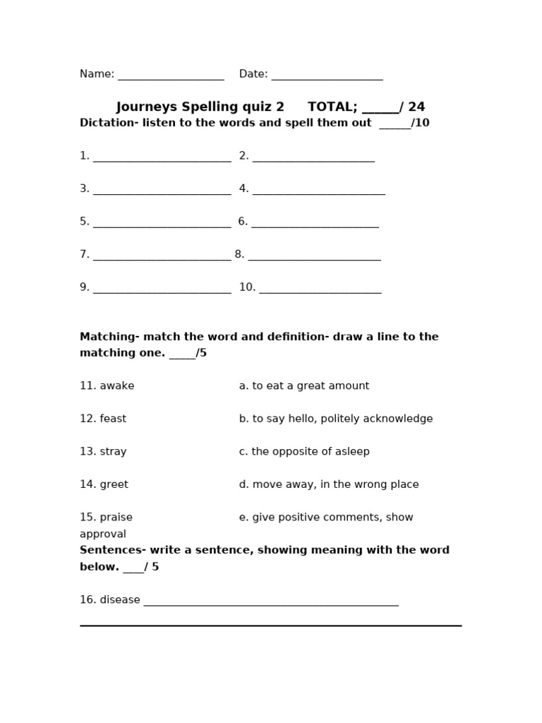 Week 2 Spelling | PDF