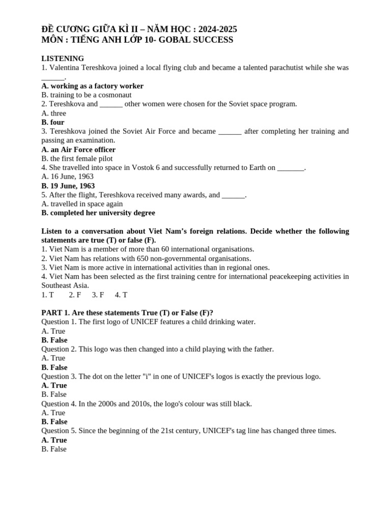 De Cuong Giua Kii Anh 10 GS Nop - Có Đáp Án | PDF | World Trade ...