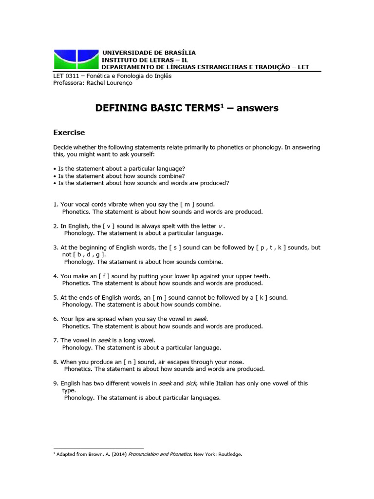 Defining Basic Terms (Answers) | PDF