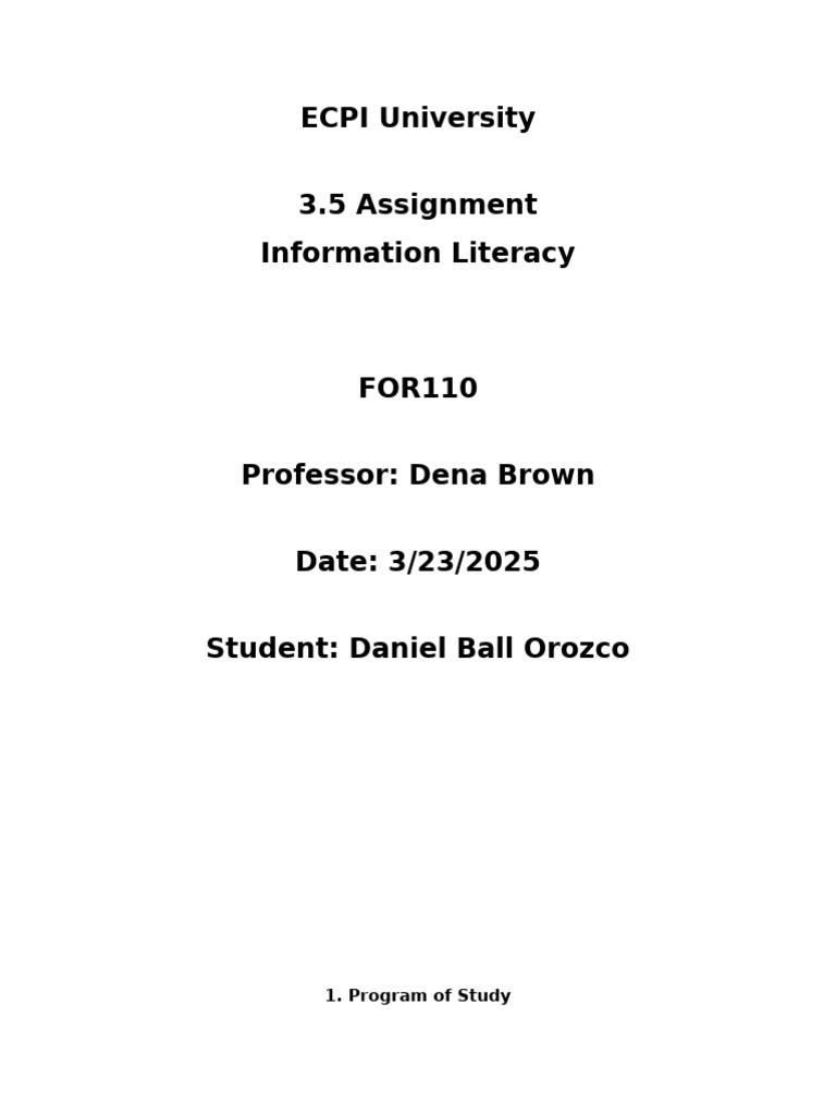 FOR110 - Class - 3.5 Assignment - Daniel - Ball | PDF