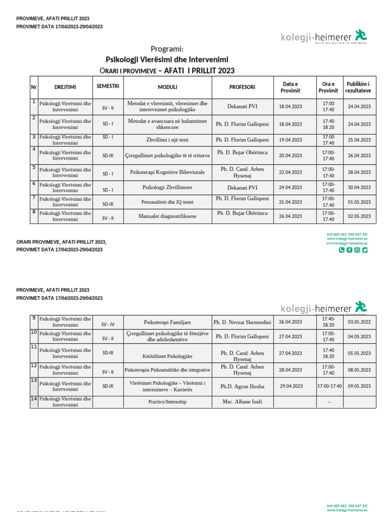 PVI - ORARI PROVIMEVE - AFATI PRILL (2) | PDF