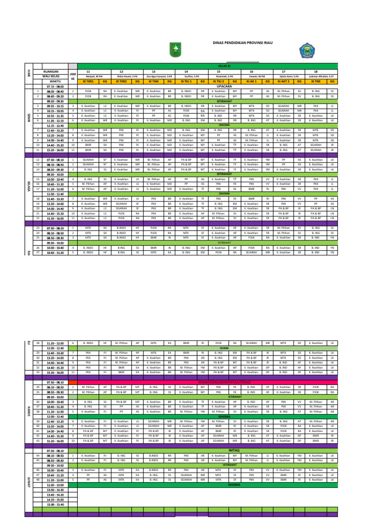 Jadwal Kelas XI New Genap 25 | PDF