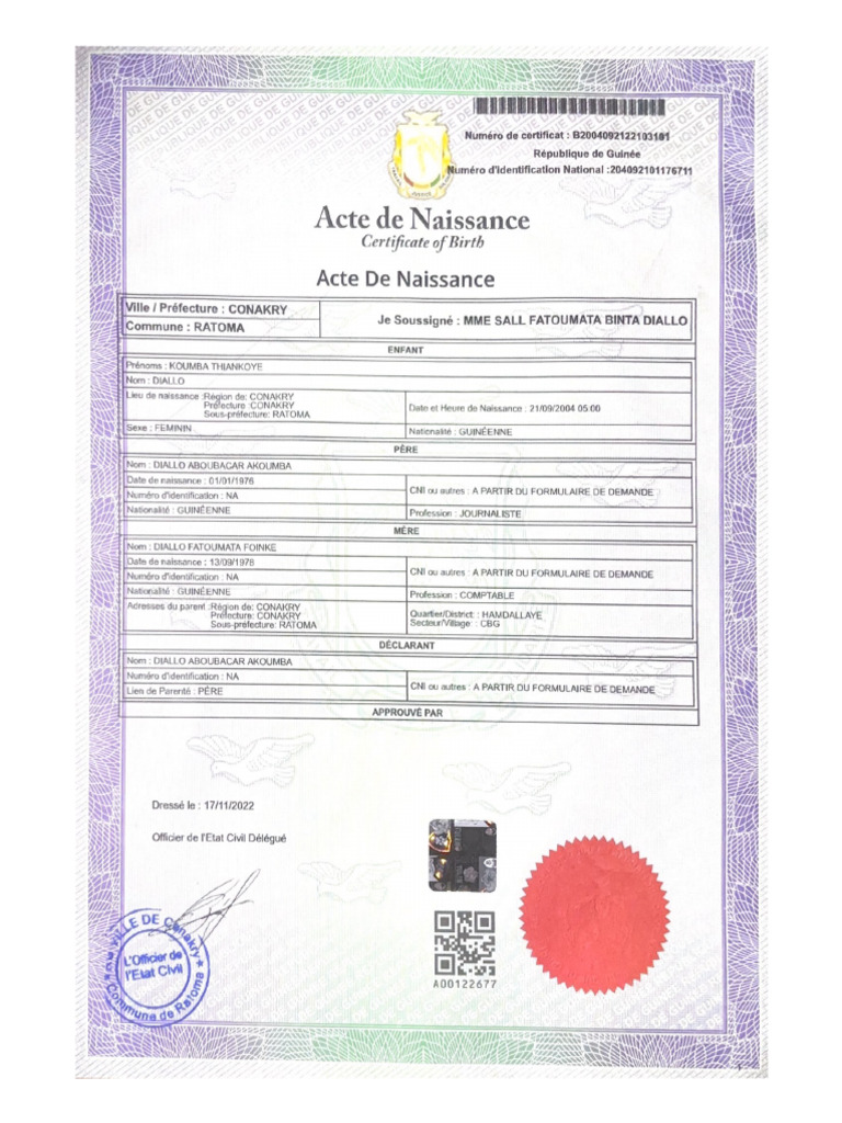 Acte de Naissance | PDF