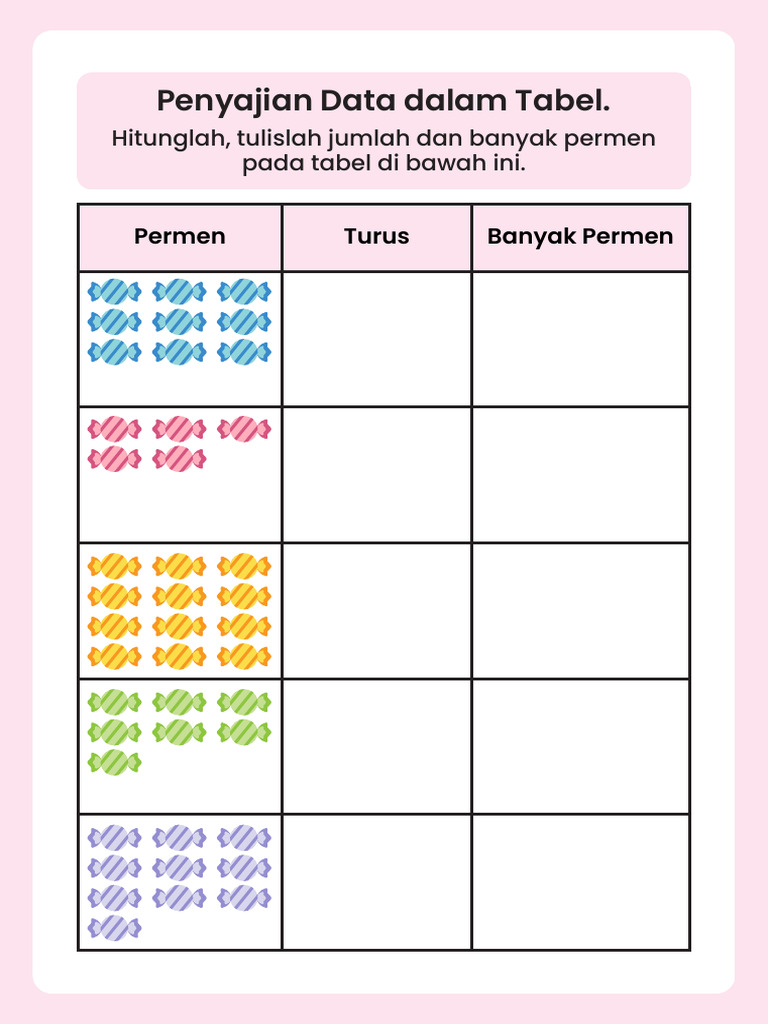 Penyajian Data Dalam Tabel LembarKerja Peserta Didik Warna-Warni Lucu ...