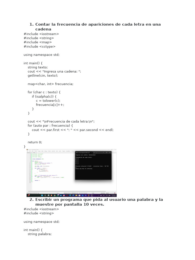 Contar La Frecuencia de Apariciones de Cada Letra en Una Cad | PDF ...