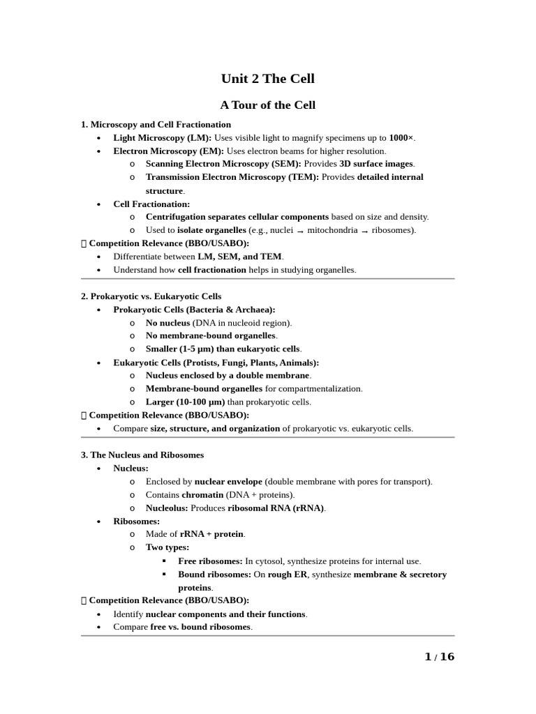Unit 2 The Cell-总结 | PDF | Cell Signaling | Cellular Respiration