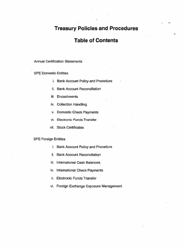 Treasury Policies and Procedures | PDF