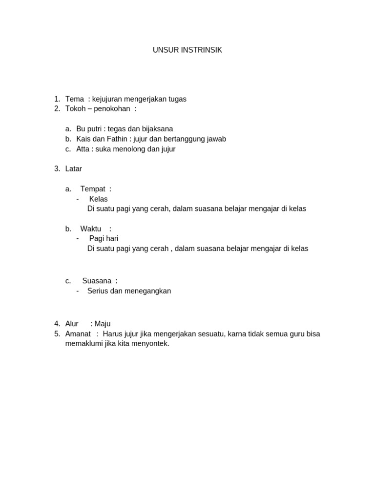 Unsur Instrinsik | PDF