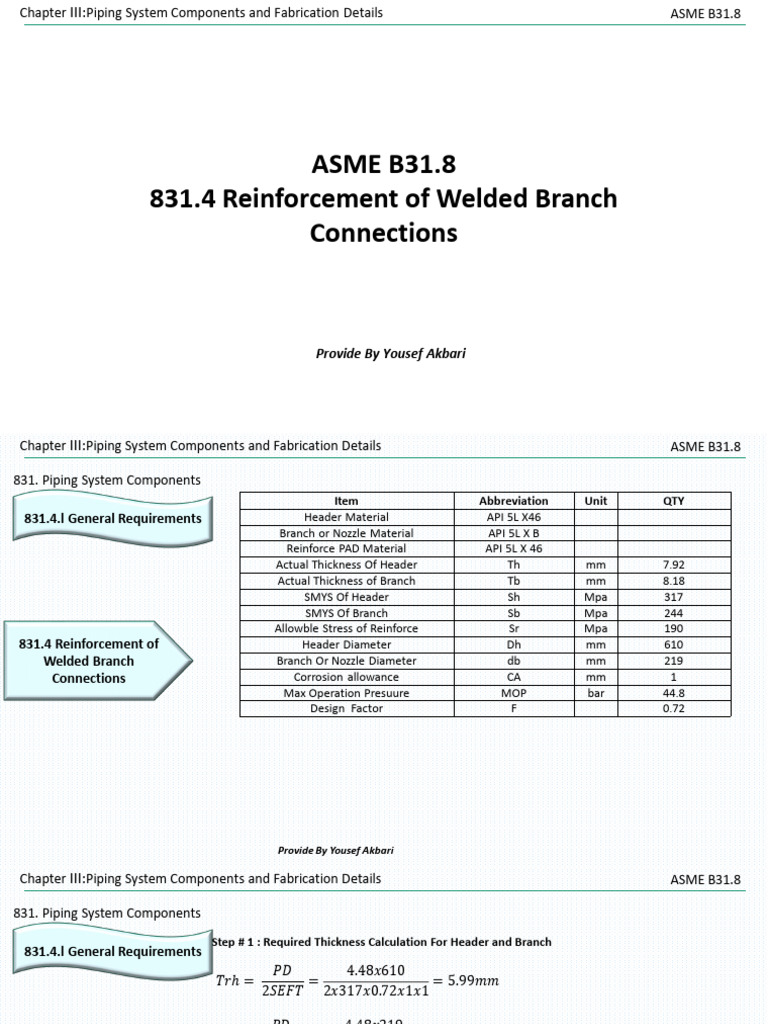 Reinforcement of Welded Branch Connections | PDF | Pipe (Fluid ...