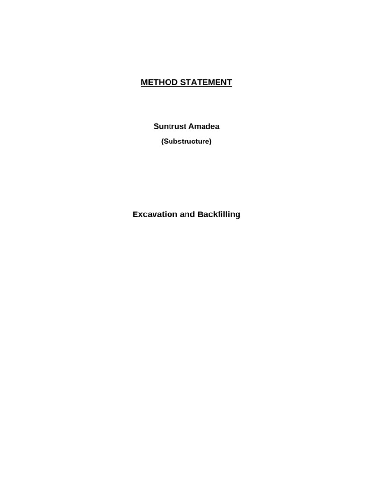 Method Statement of Excavation and Backfilling | PDF | General Contractor | Specification ...