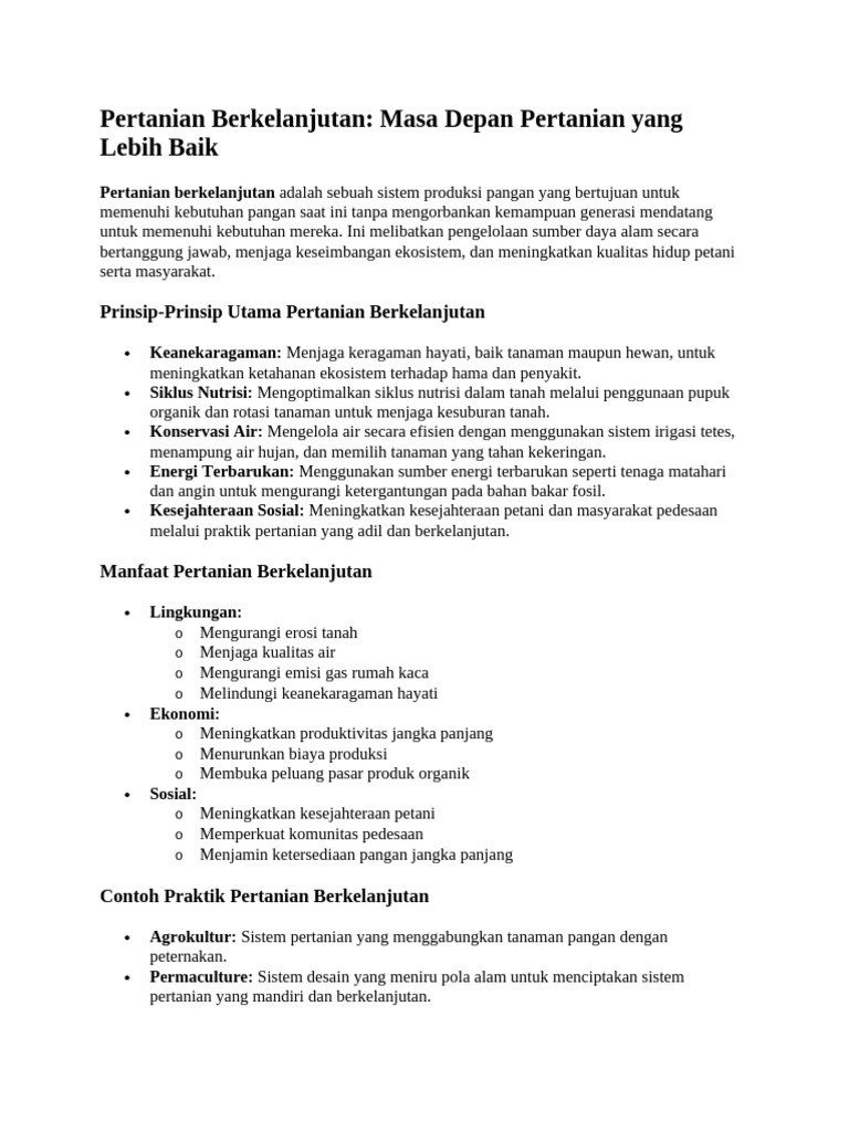 Pertanian Berkelanjutan | PDF