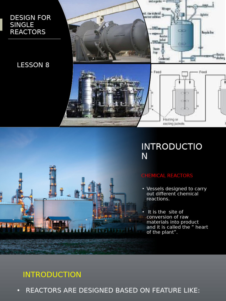 Lesson 9 Design of Single Reactors | PDF | Chemical Reactor | Chemical Reaction Engineering
