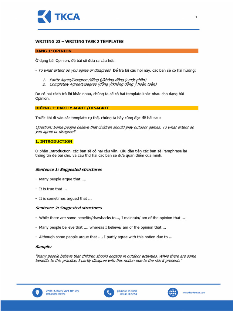 Writing 23 - Writing Task 2 Templates | PDF