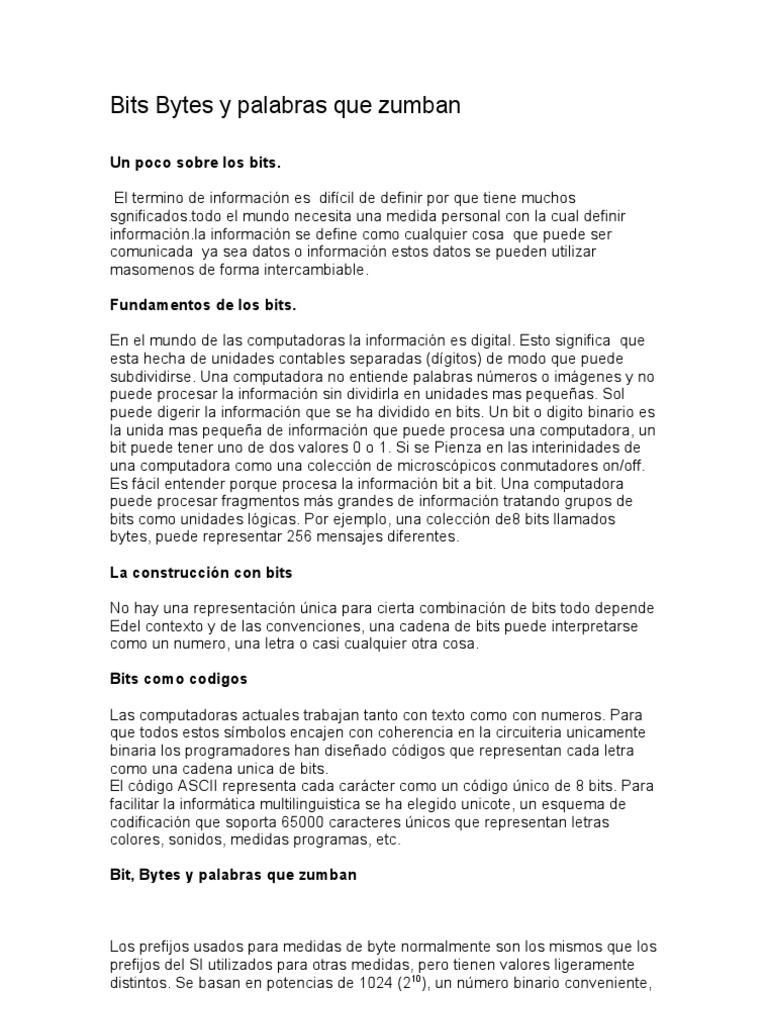 Bits Bytes y Palabras Que Zumban | PDF | Poco | Byte