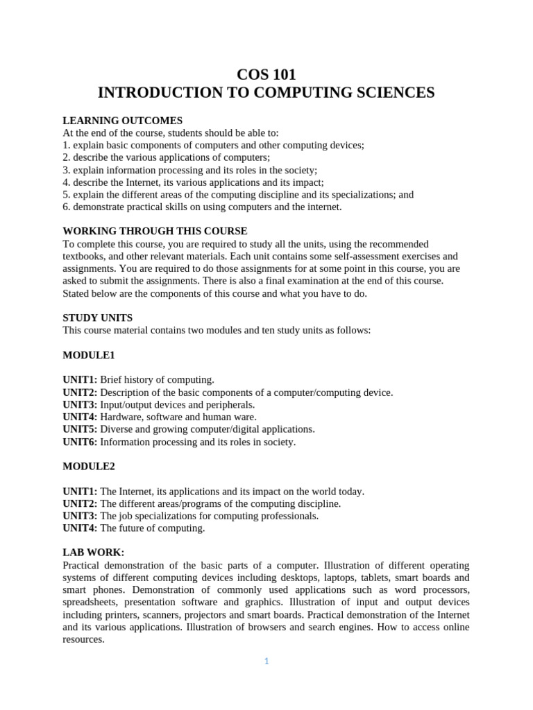 Cos 101 | PDF | Computer Data Storage | Image Scanner