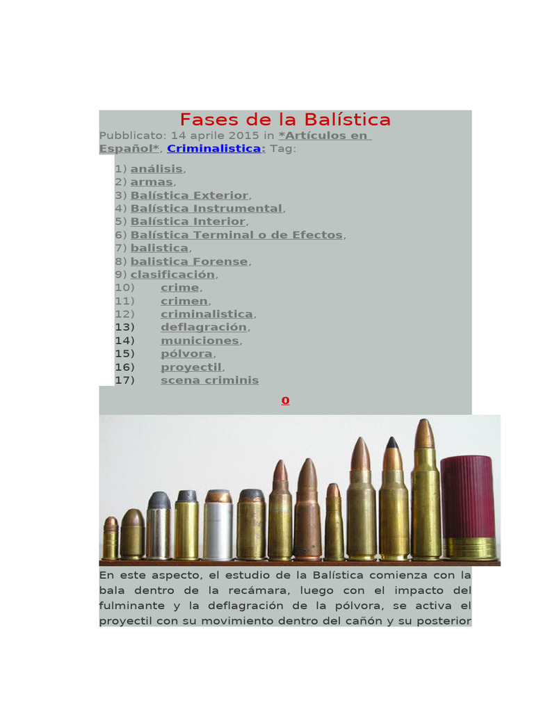 Fases de La Balistica | PDF | Balística | Proyectiles