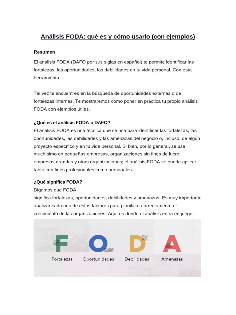 Sem. 4 Lecc. 3 Foda | PDF | Análisis FODA | Business