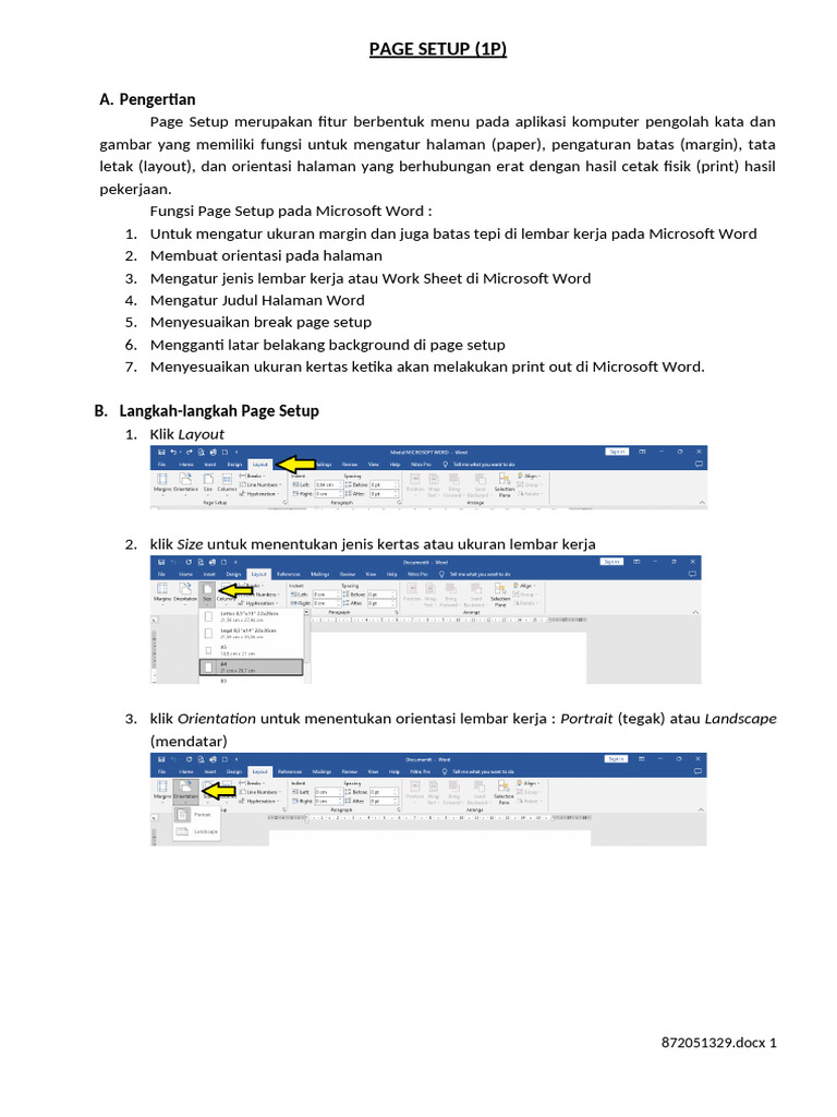 Materi Mic Word Page Setup | PDF