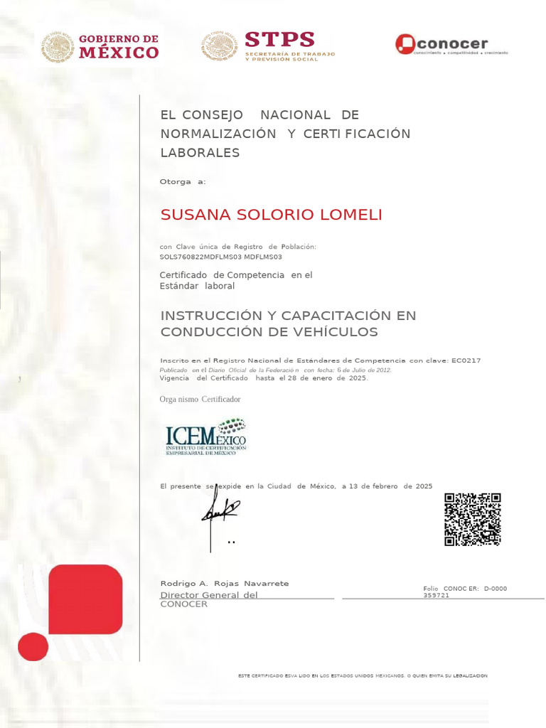 Certificado Higiene y Seguridad | PDF