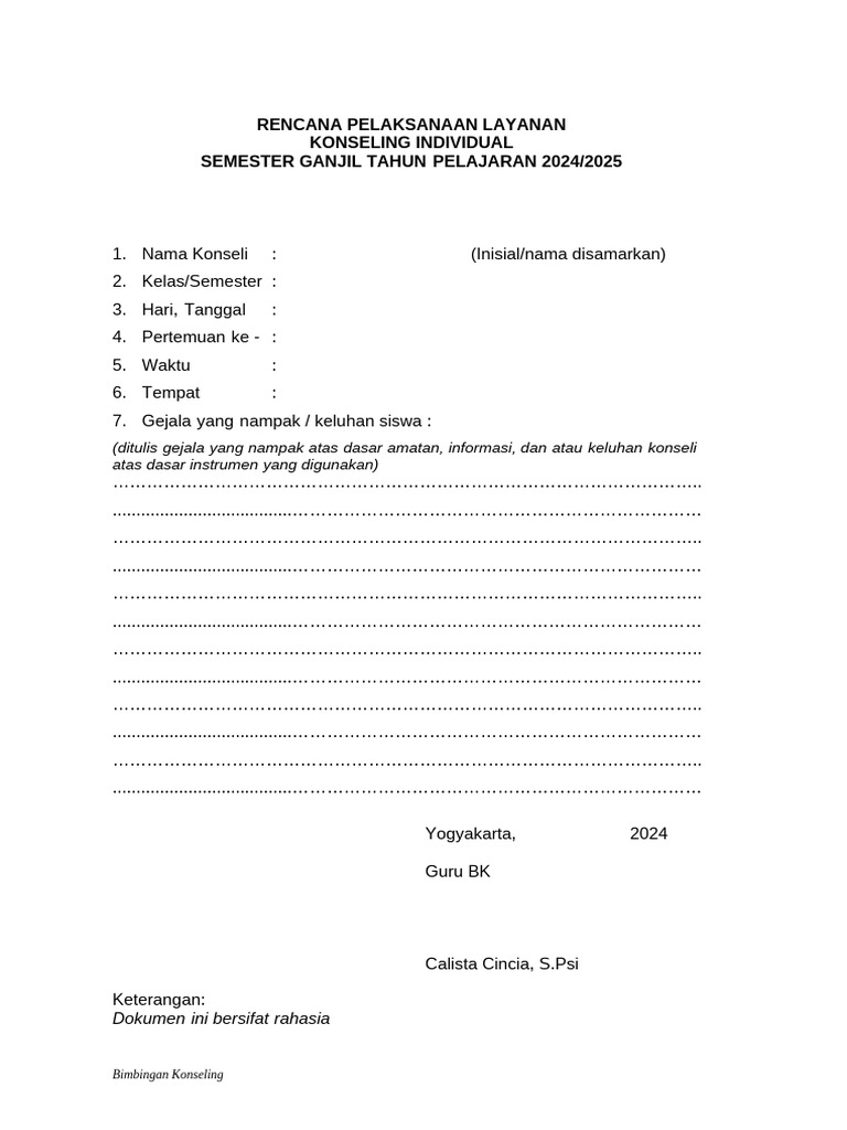 RPL Kons Individu Contoh Guru BK Konselor | PDF