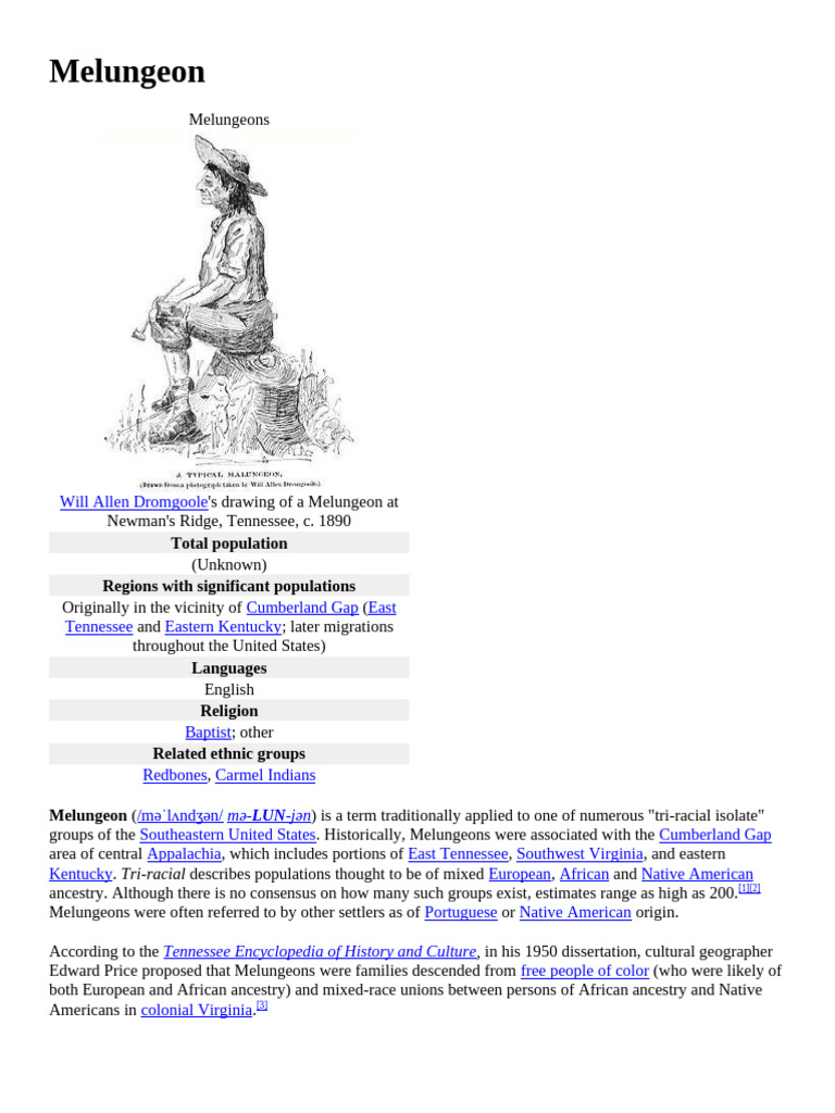 Melungeons - Wikipedia Document | PDF | Ethnicity