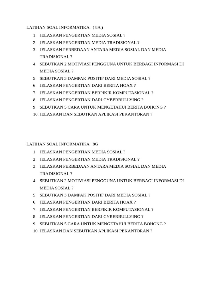 Latihan Soal Informatika | PDF