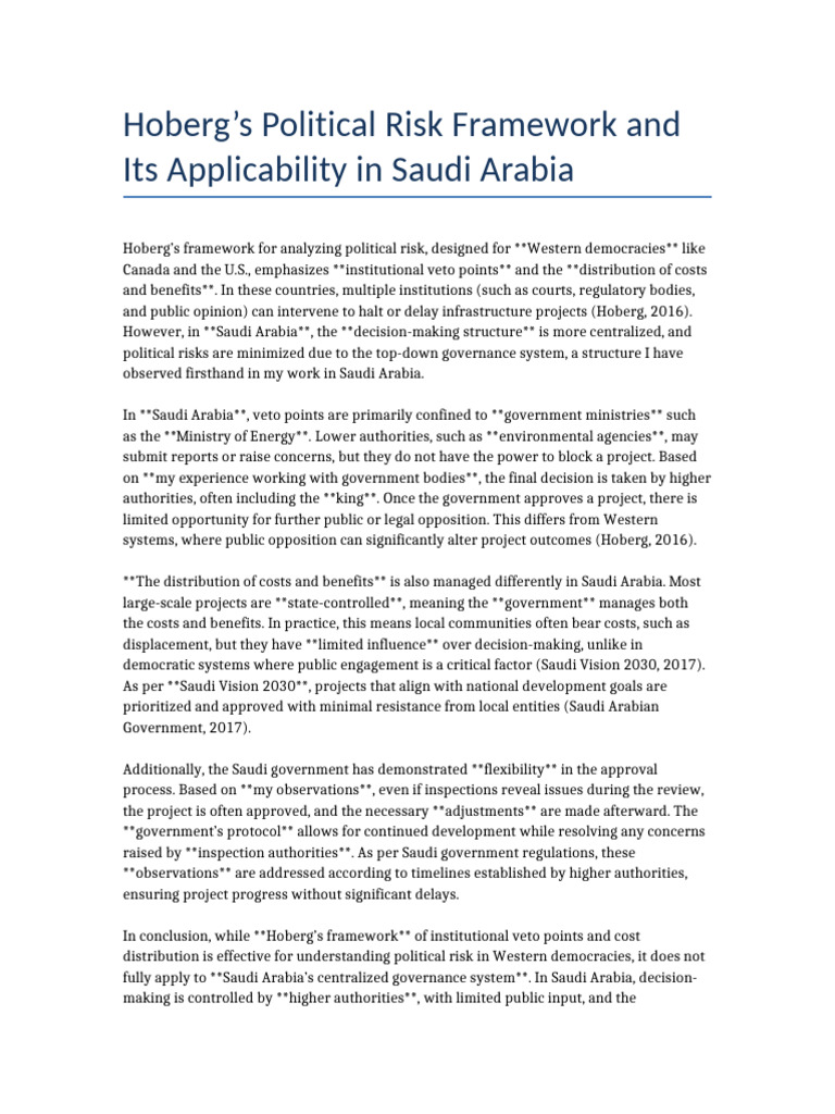 Analyzing Political Risk in Saudi Arabia | PDF | Saudi Arabia | Governance