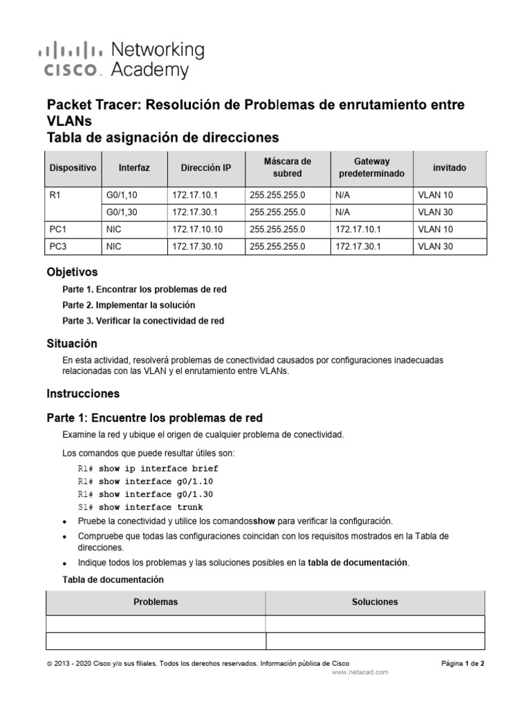 4.4.8-Packet-Tracer - Tabla de Solucion | PDF | Protocolos de red | Estándares de internet