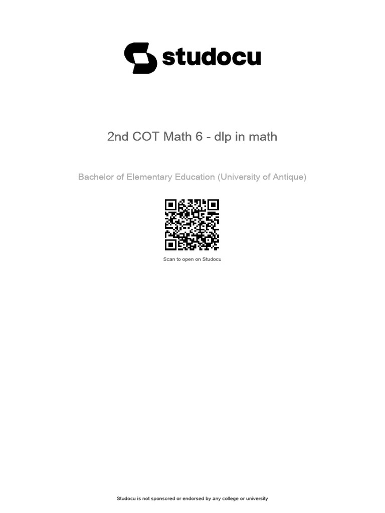 2nd Cot Math 6 DLP in Math | PDF | Educational Technology | Teachers