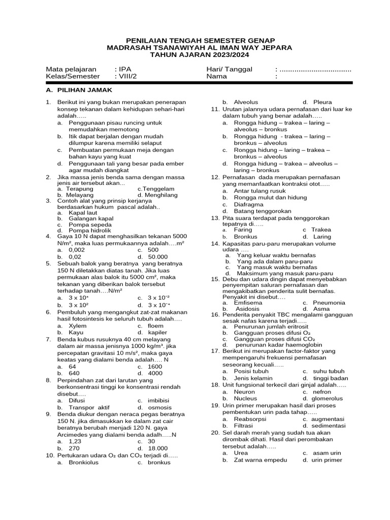 Ipa Mid Genap 8 2024 | PDF