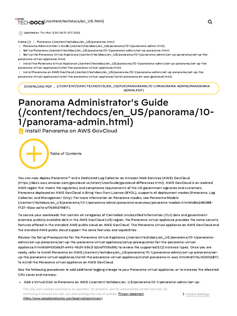 Install Panorama on AWS GovCloud | PDF | Amazon Web Services ...