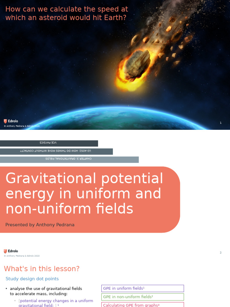 Lesson Slides - 3B Gravitational Potential Energy in Uniform and Non-Uniform Fields - Edrolo ...