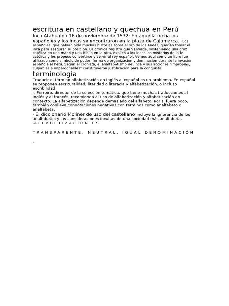 Escritura y alfabetización en Perú | PDF